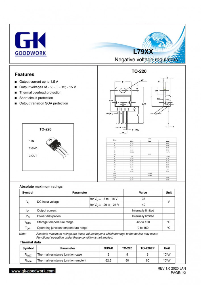 L7915CV technical document page 1