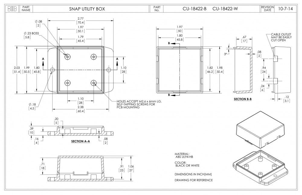 CU-18422-W product drawing and technical documentation image