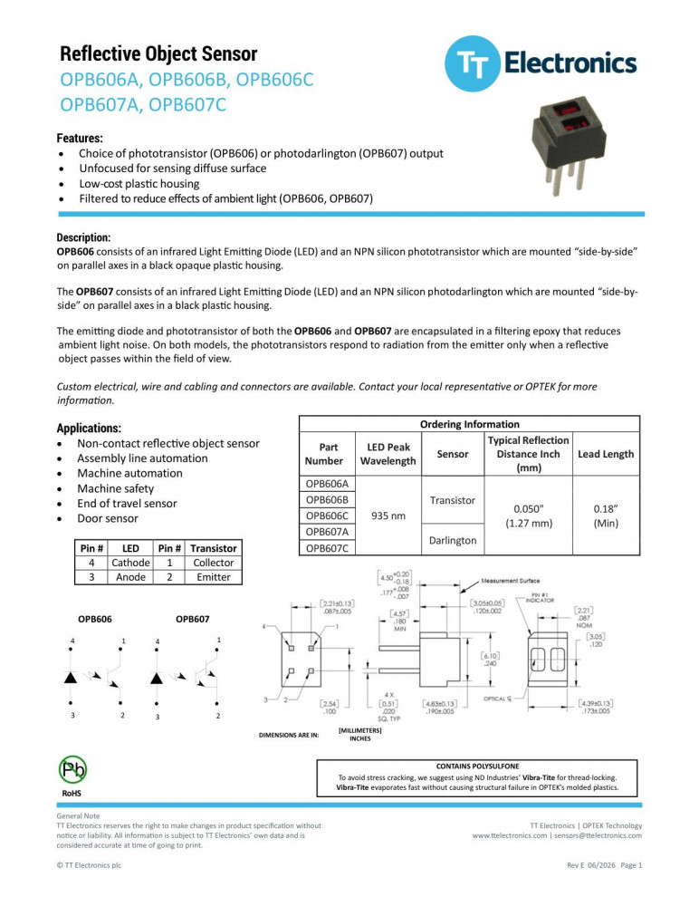 OPB607A datasheet page 1 preview