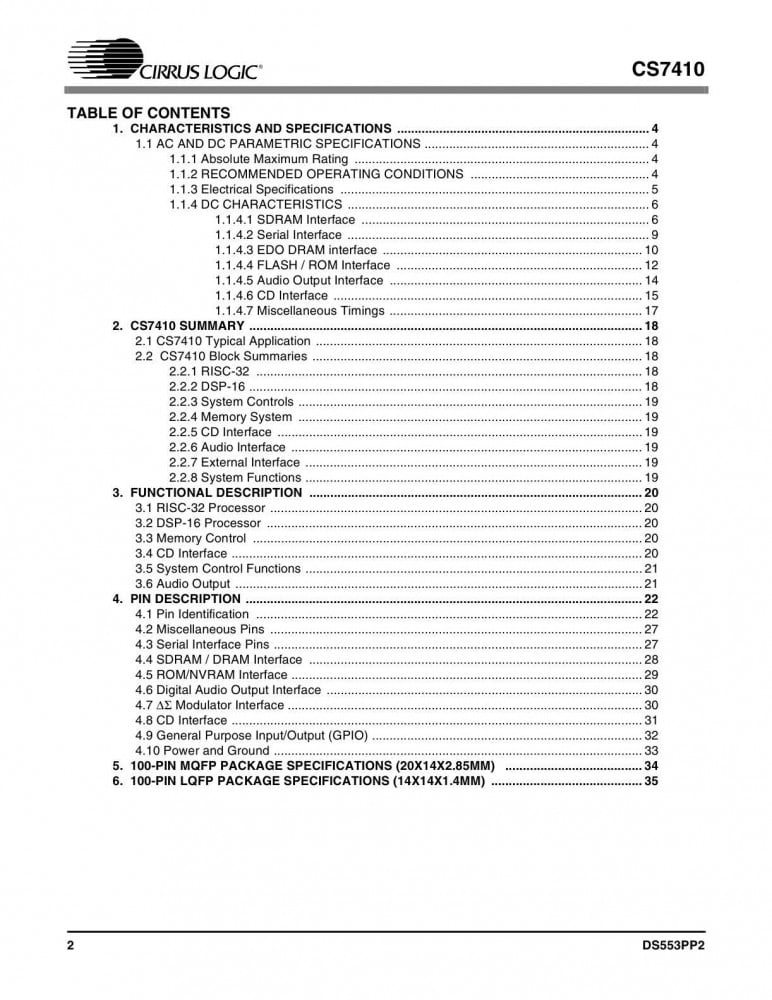 CS7410-CM datasheet page 2