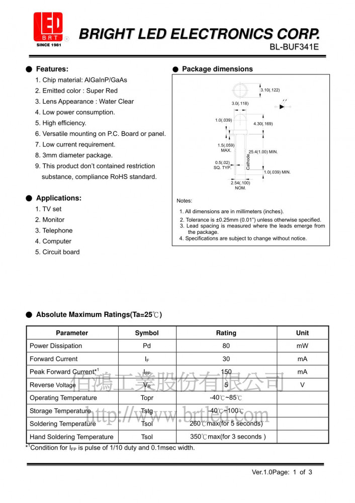 BL-BUF341E datasheet page 1