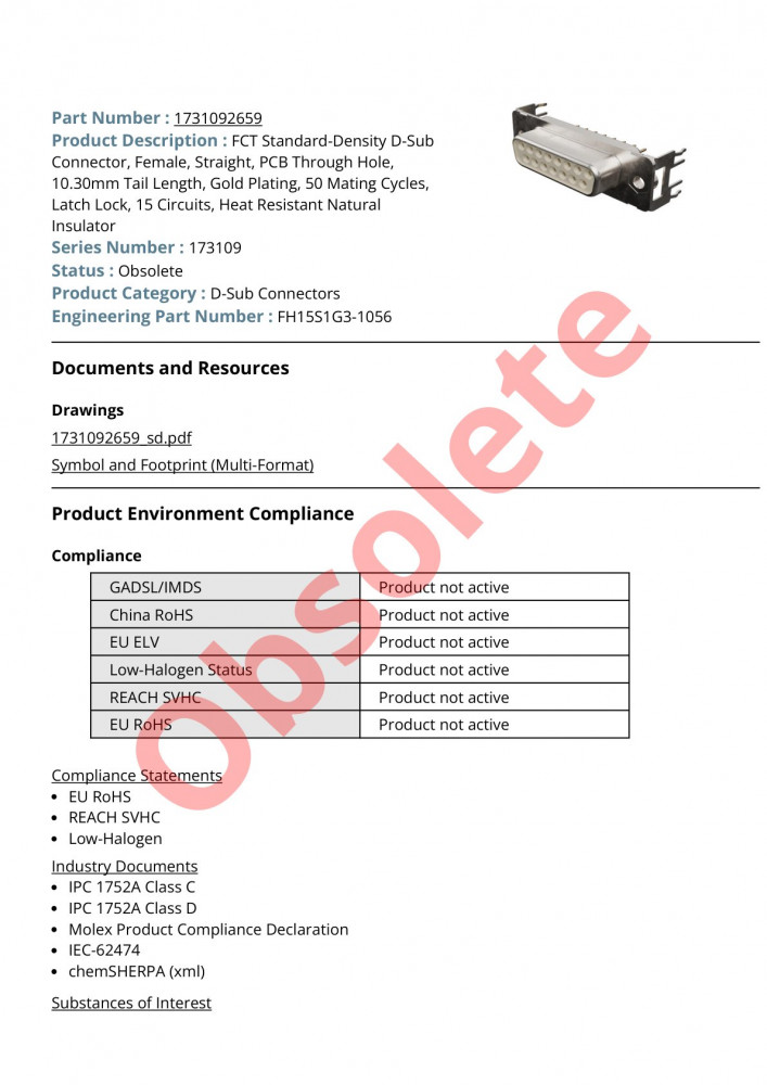 MOLEX 1731092659 technical drawing page 1