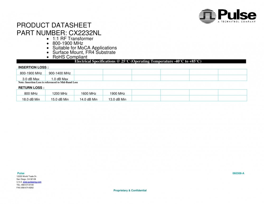 CX2232NLT datasheet page 1