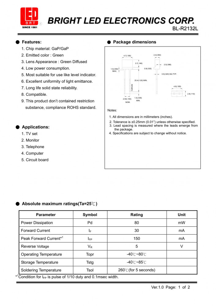 BL-R2132L datasheet page 1