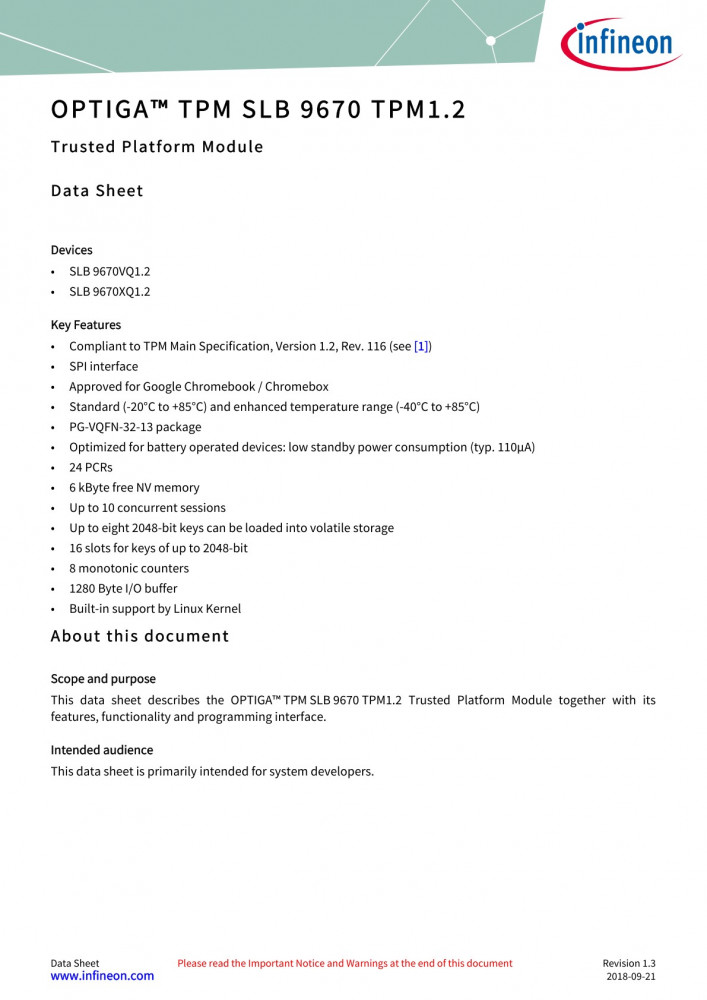 SLB9670 datasheet page 1