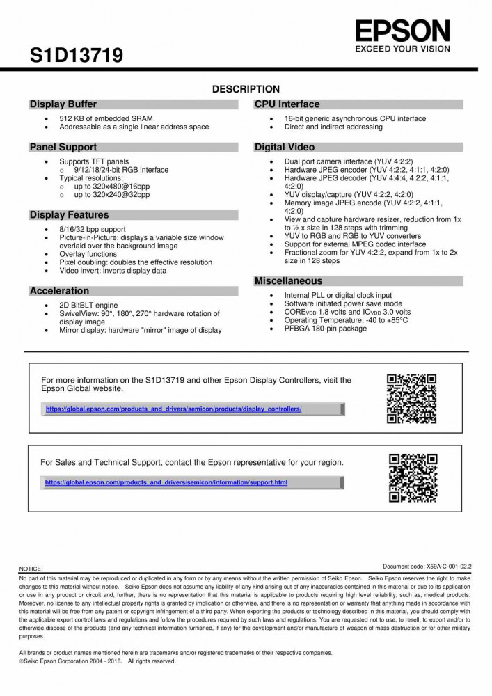 EPSON S2D13719 technical document page 2
