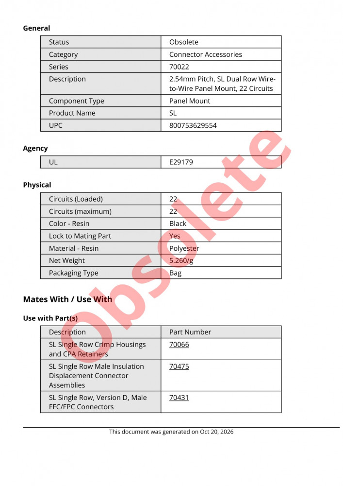 MOLEX 50650022 technical document image, page 2