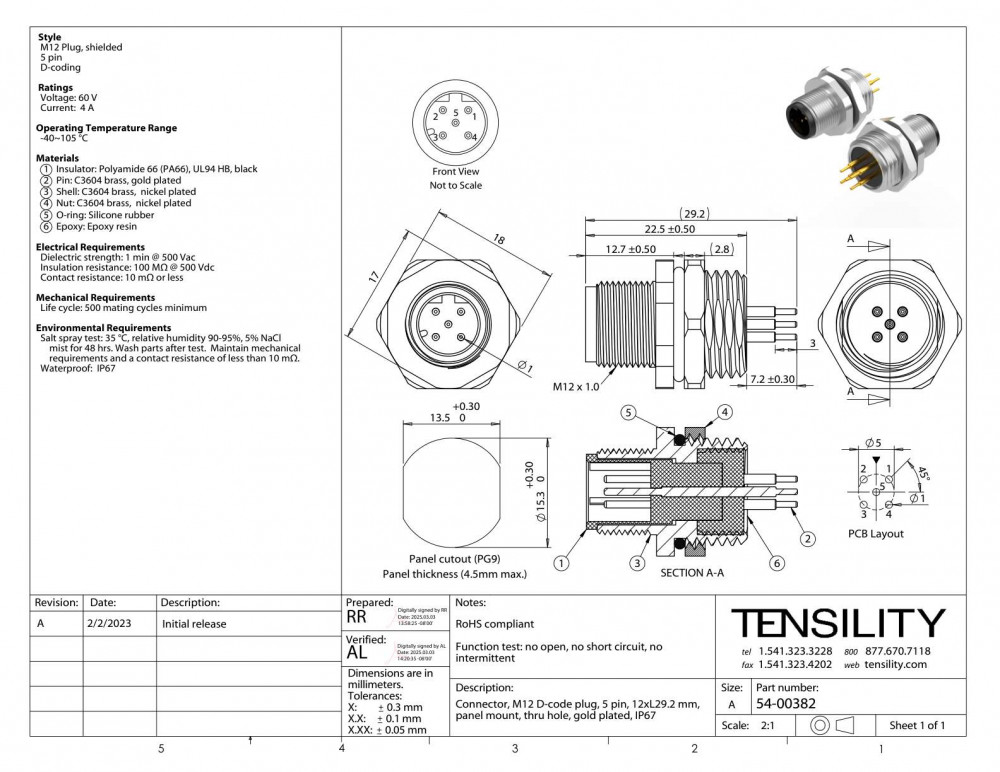 Tensility International 54-00382 product drawing preview