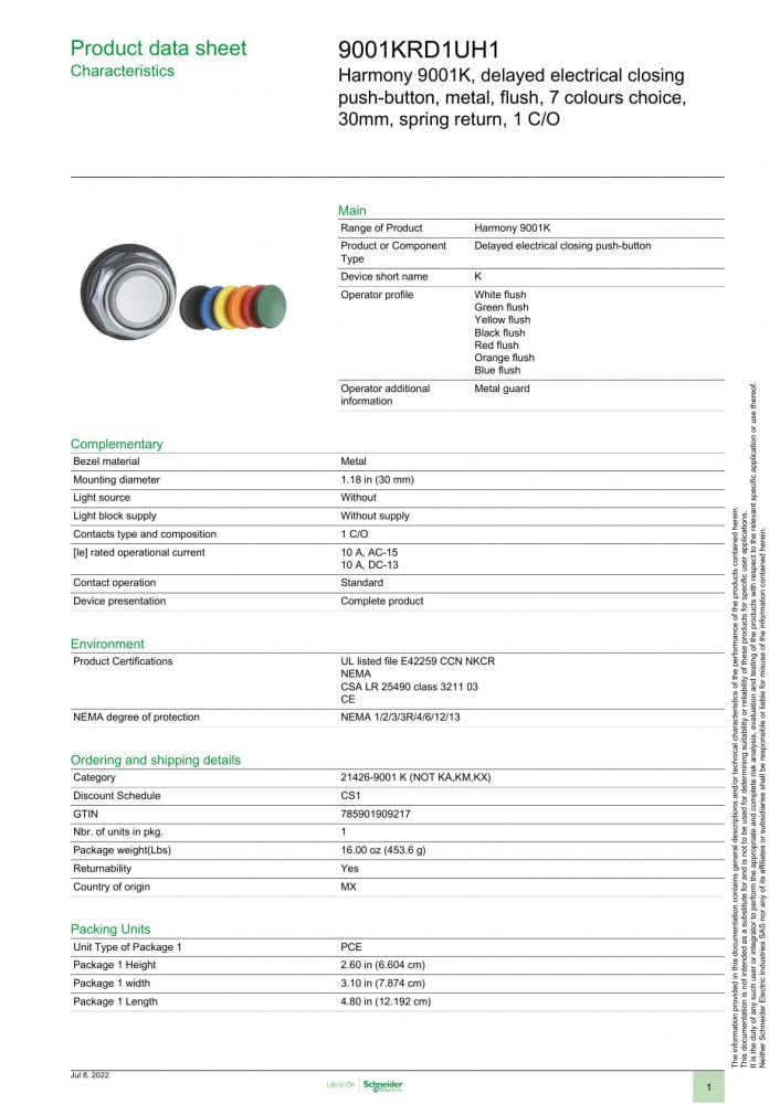 9001KRD1UH1 technical document page 1
