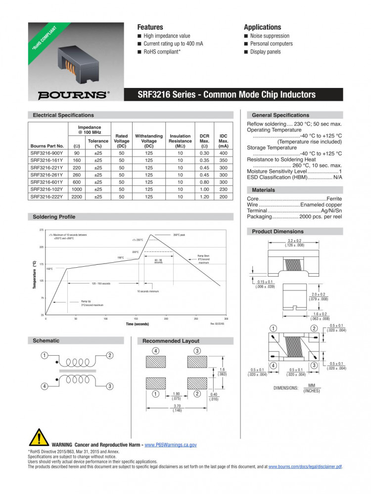 SRF3216-161Y datasheet page 1