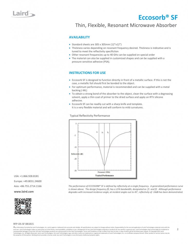 Laird Eccosorb SF technical document page 2