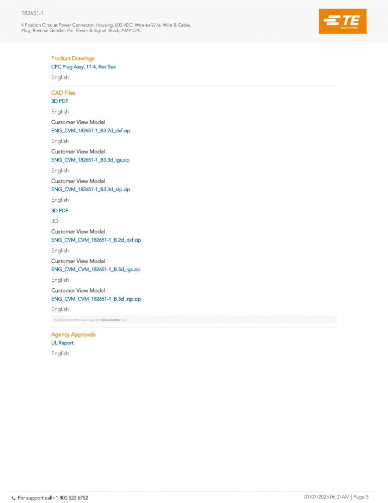 TE Connectivity 182651-1 technical document page 5