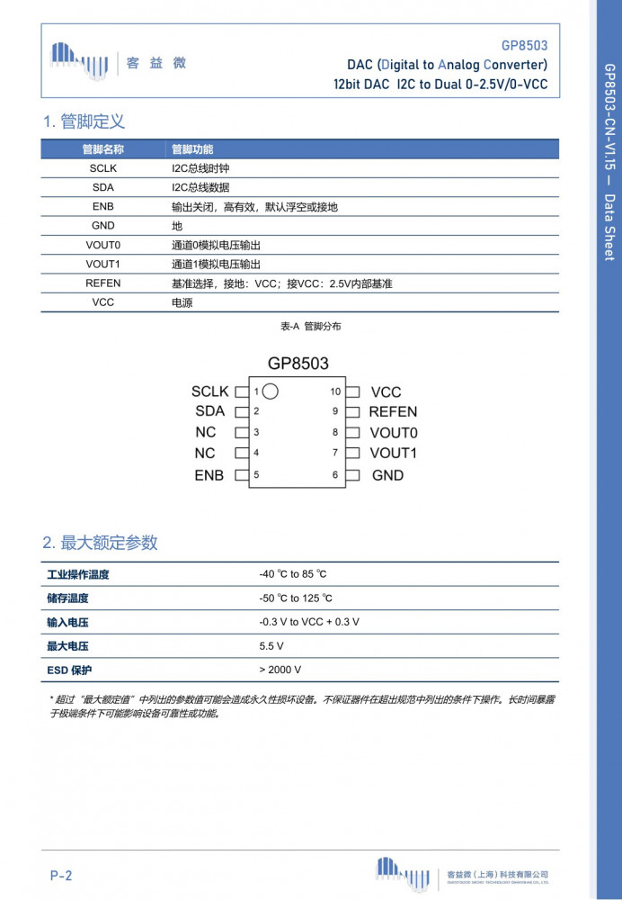 GP8503 datasheet page 2