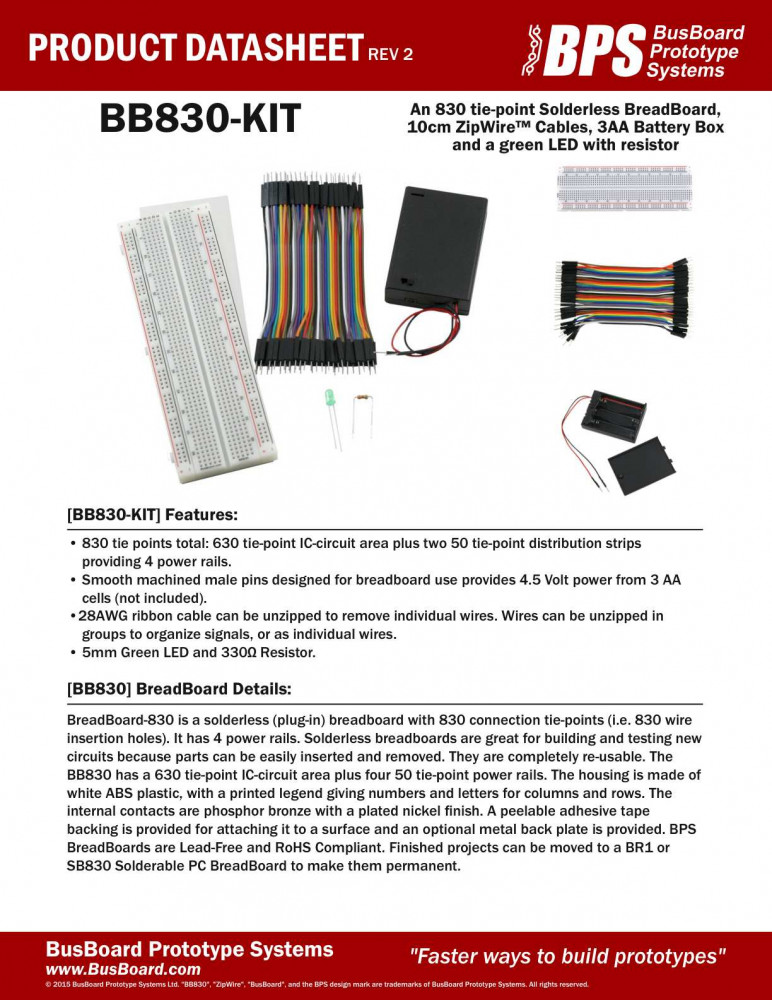 BB830-KIT product documentation image, page 1