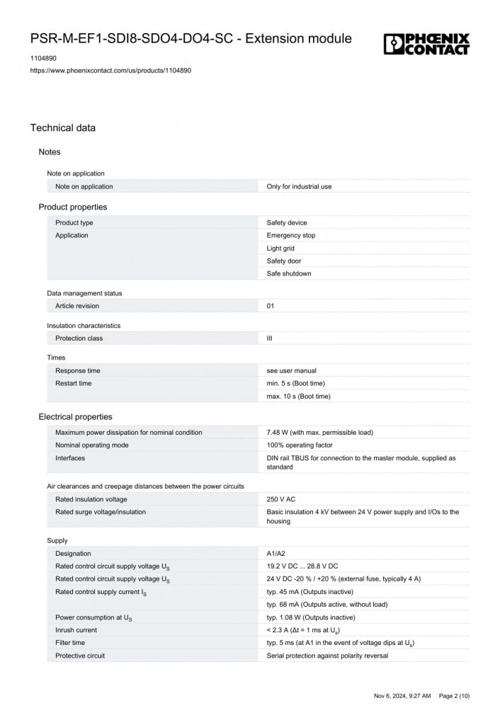 Phoenix Contact 1104890 document page 2