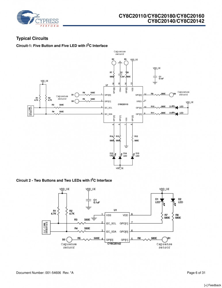 CY8C201 family datasheet page 6