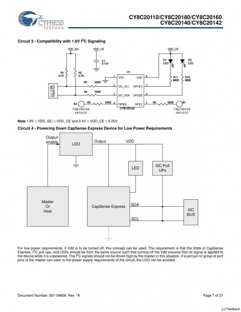 CY8C201 family datasheet page 7