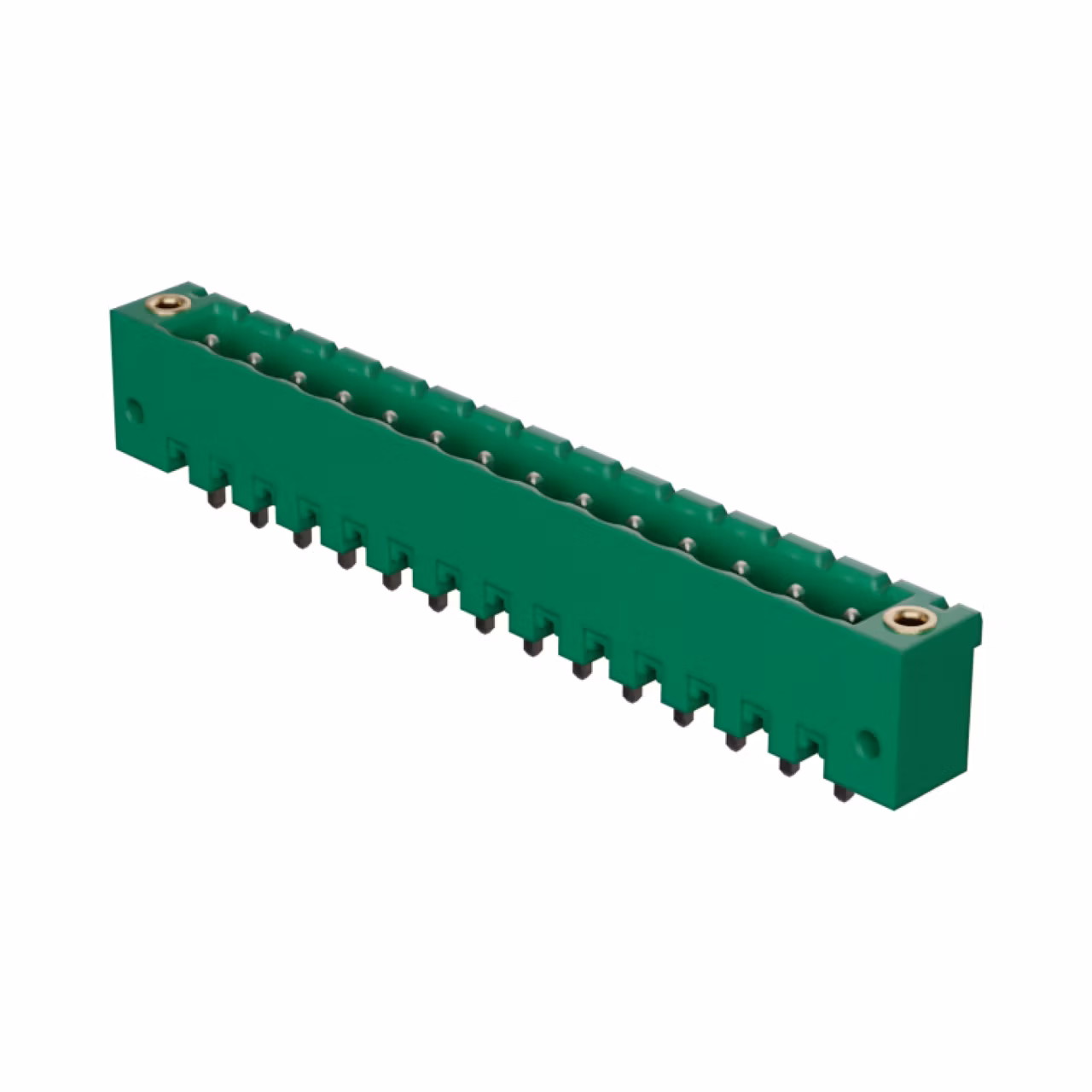 5.00mm Pitch Eurostyle Vertical PCB Header, with Threaded Retention Inserts, Green Housing, 14 Circuits for sale