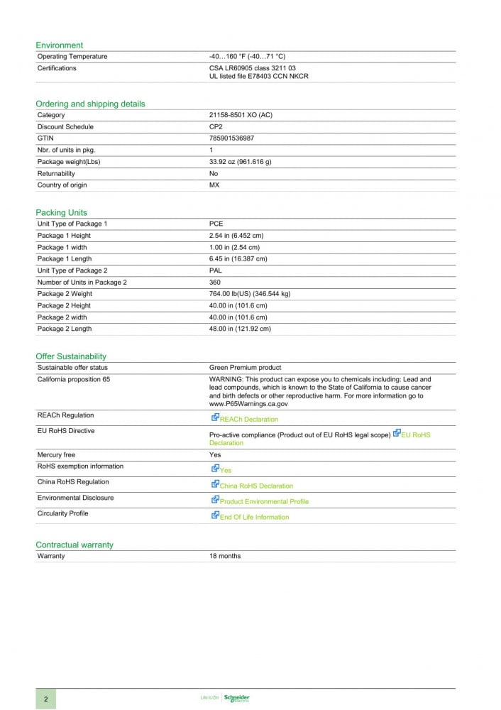 8501XO20V03 technical document page 2