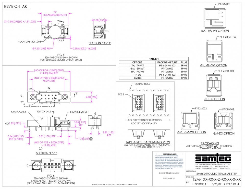 Samtec T2M drawing sheet 3