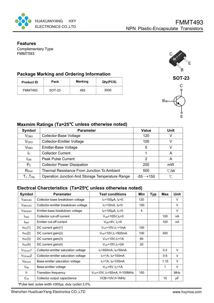 FMMT493 datasheet page 1