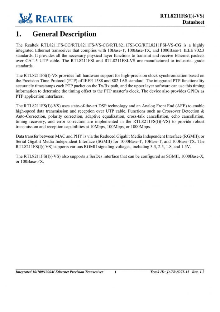 RTL8211FS-CG datasheet page 10