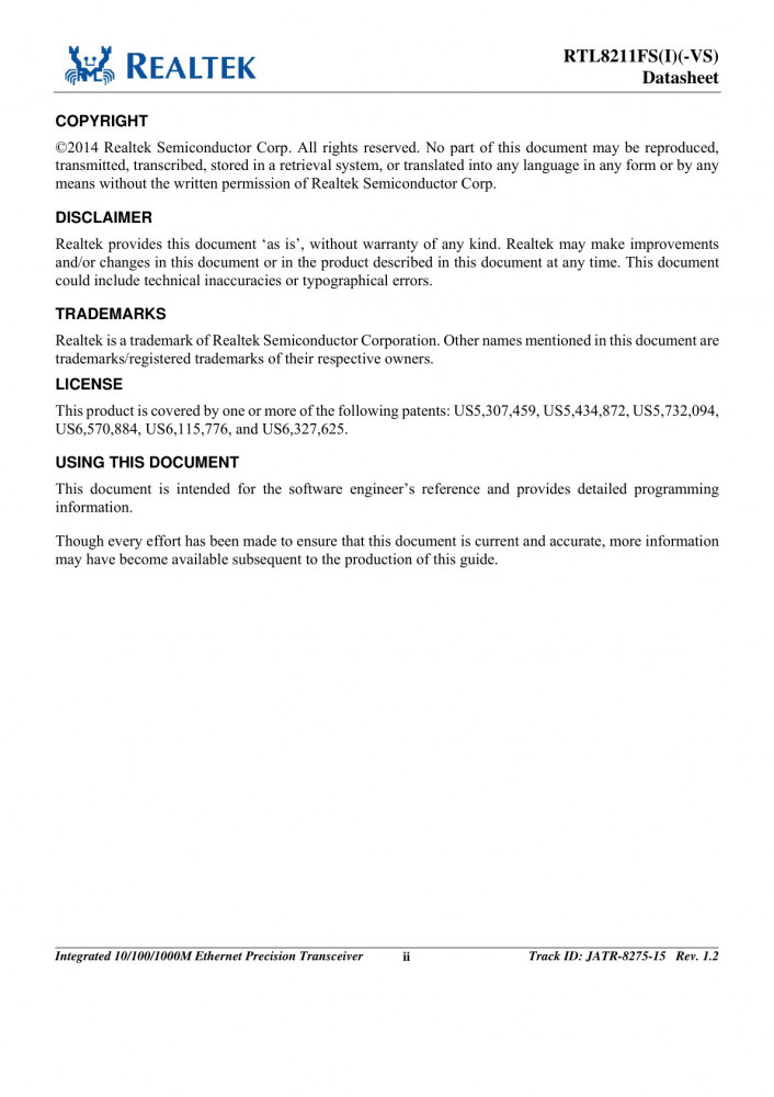 RTL8211FS-CG datasheet page 2