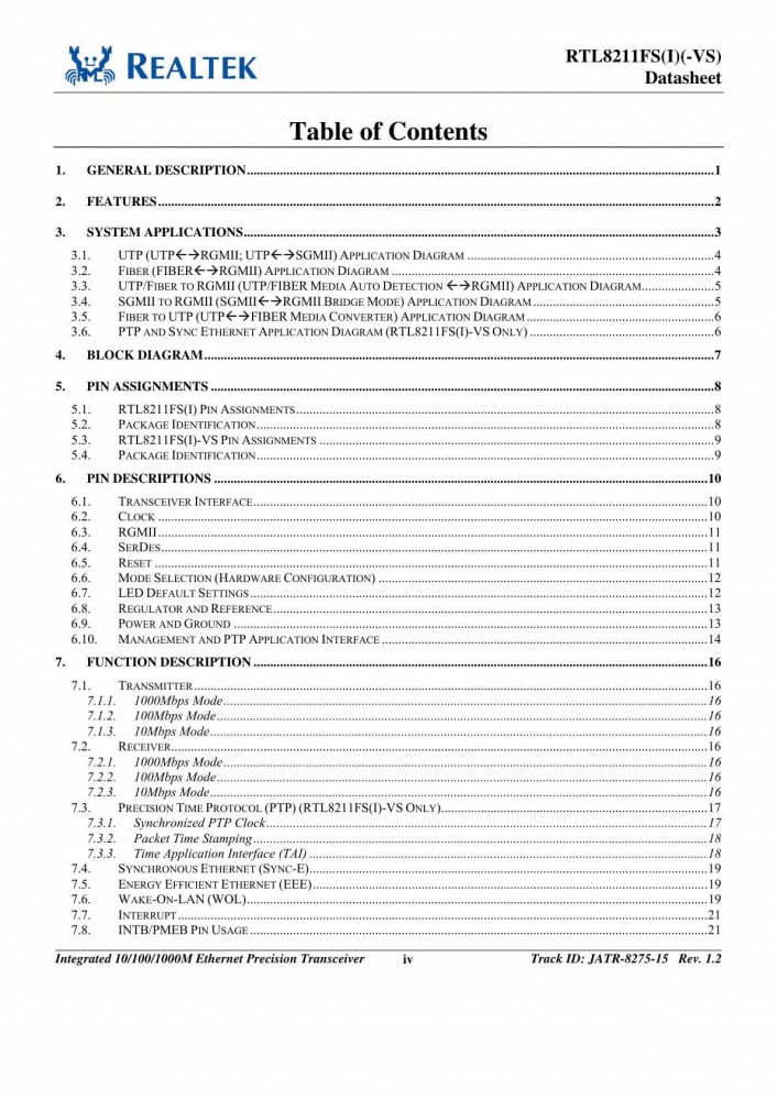 RTL8211FS-CG datasheet page 4