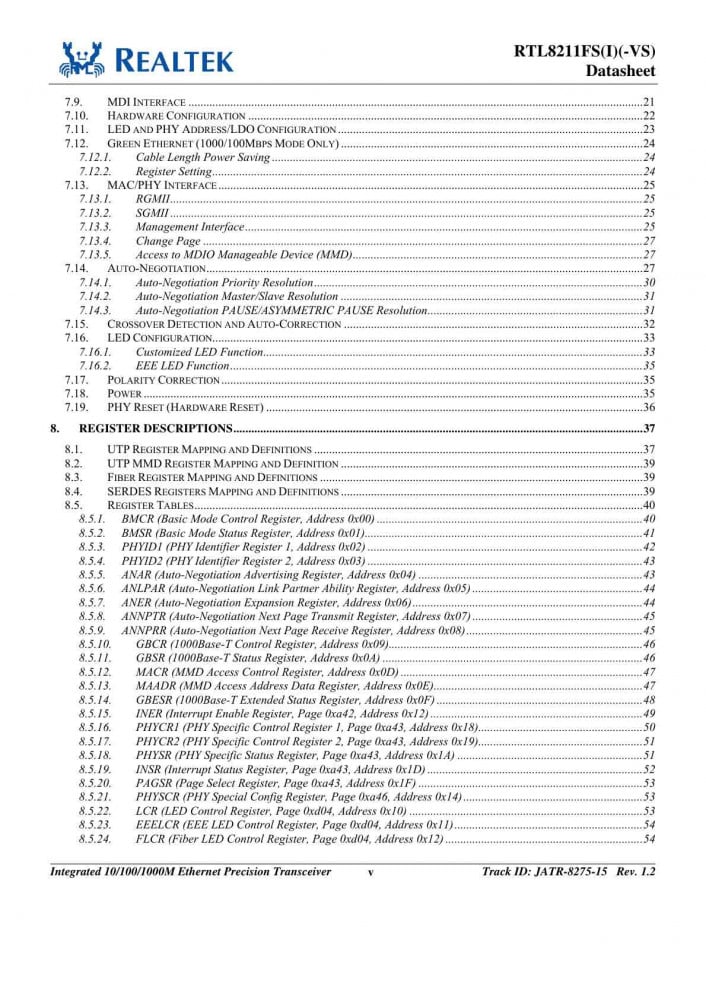 RTL8211FS-CG datasheet page 5