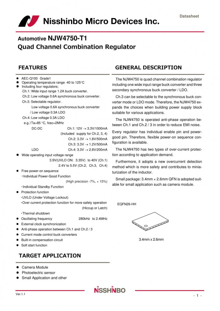 NJW4750 technical document, page 1