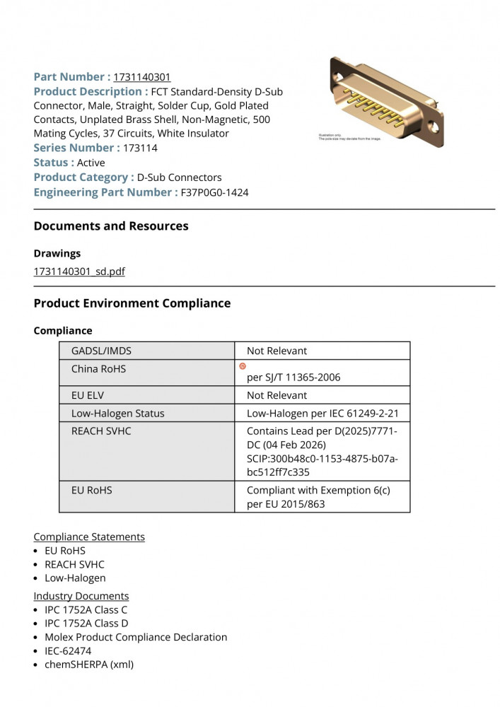 MOLEX 1731140301 drawing preview, page 1
