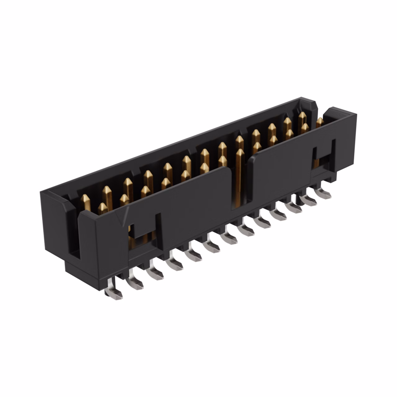 2.00mm Pitch, Milli-Grid PCB Header, Dual Row, Vertical, Surface Mount, Shrouded, 10 Circuits, 0.76µm Gold (Au) Plating, Dual Side Slots, Center Polarization, with Pegs, with Cap, Tube
