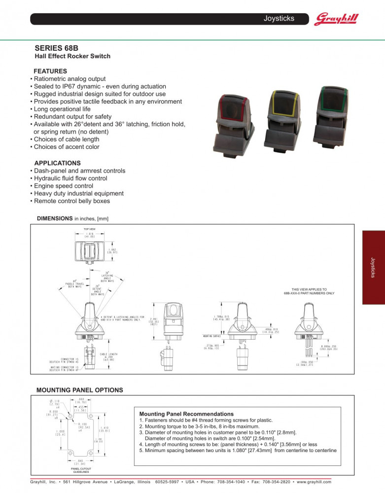 Grayhill Series 68B technical drawing and specifications