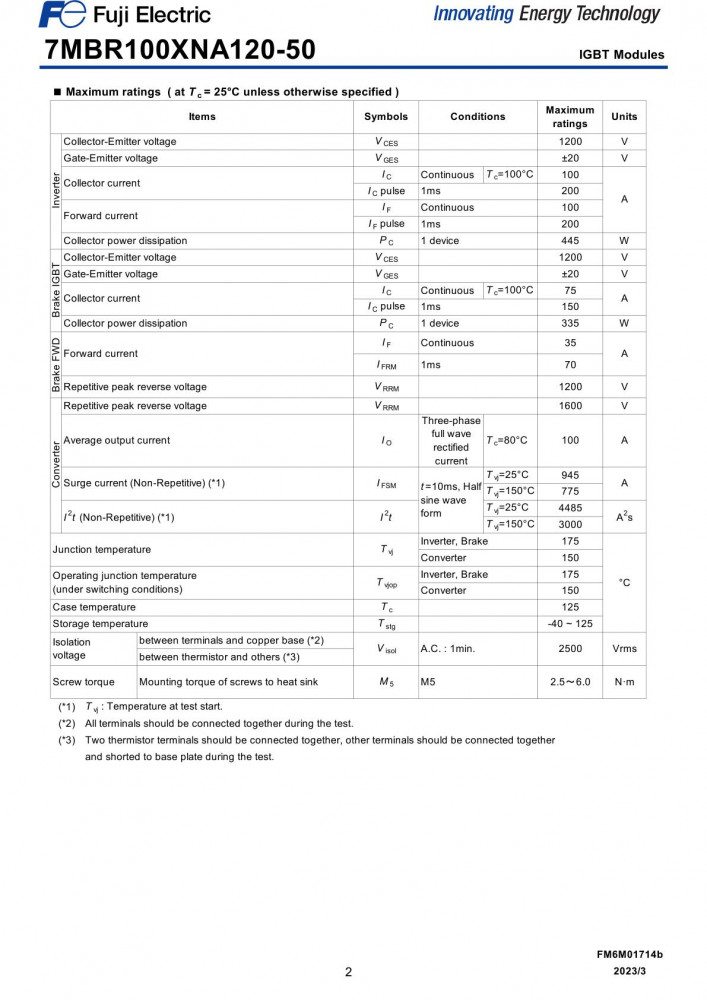 7MBR100XNA120-50 datasheet page 2