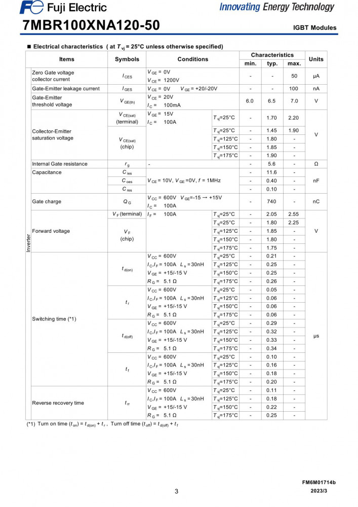 7MBR100XNA120-50 datasheet page 3