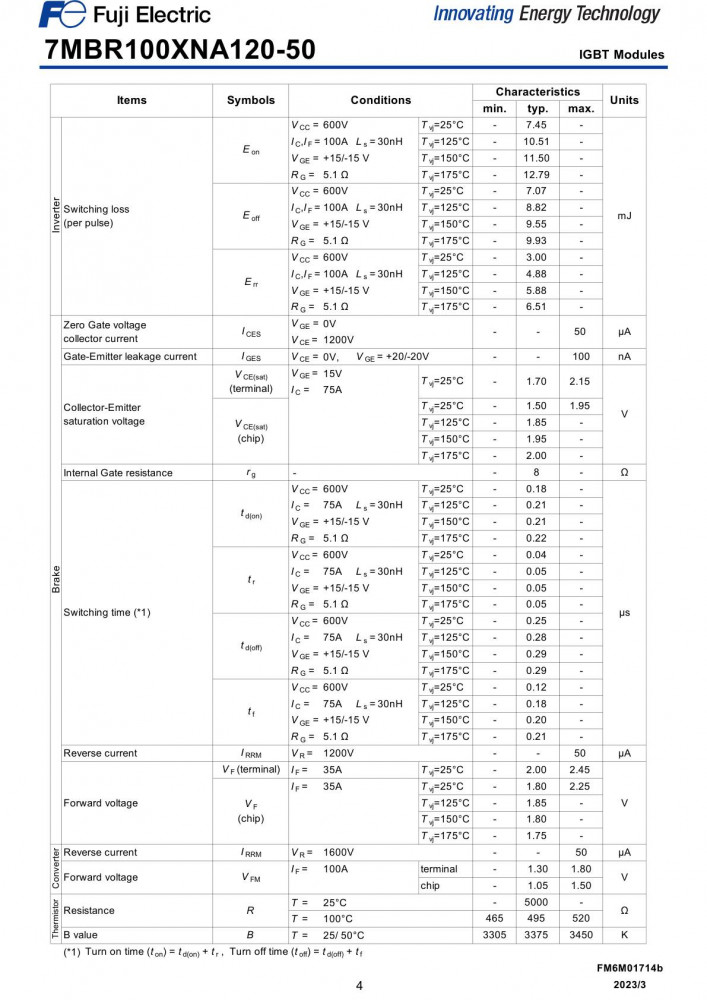 7MBR100XNA120-50 datasheet page 4