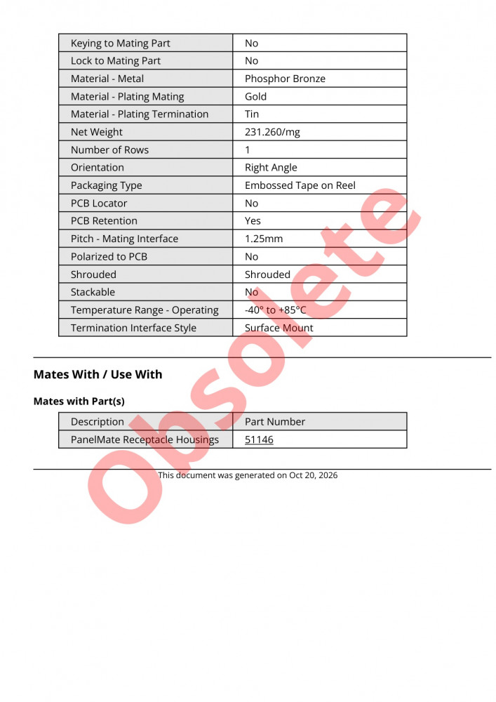 Technical document page 3 for MOLEX 537801570