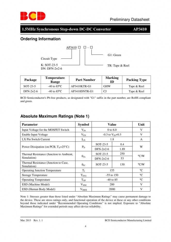 AP3410 datasheet page 4