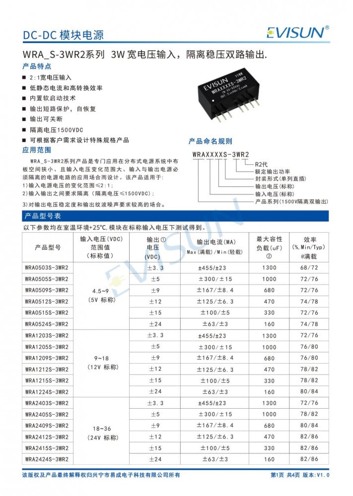 EVISUN WRA0524S-3WR2 datasheet page 1