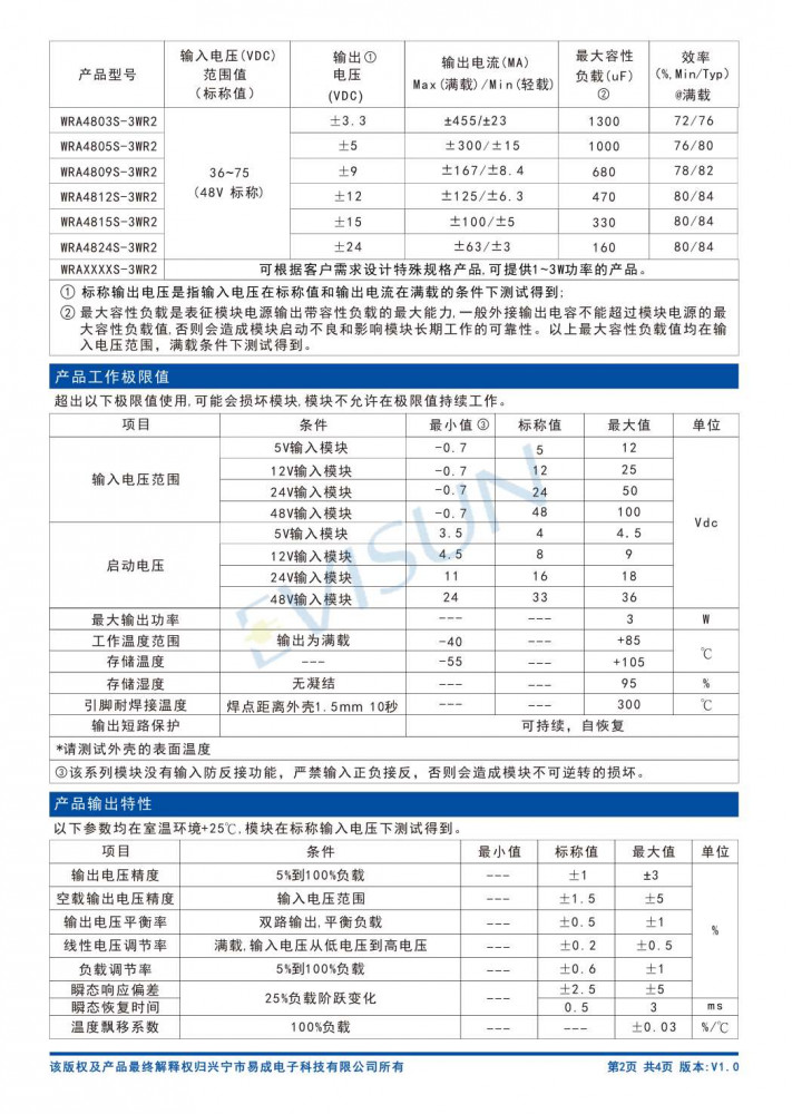 EVISUN WRA0524S-3WR2 datasheet page 2