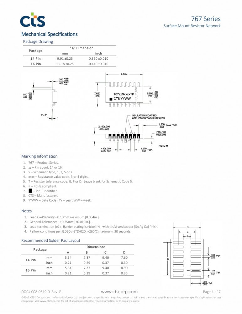 CTS 767 Series datasheet page 4