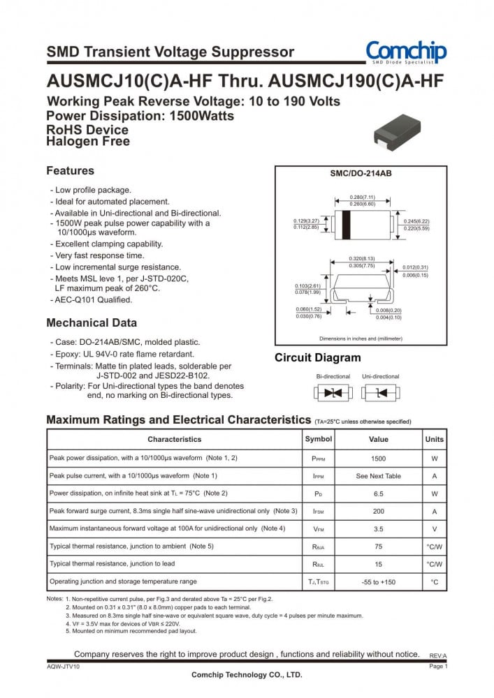 AUSMCJ-HF datasheet page 1