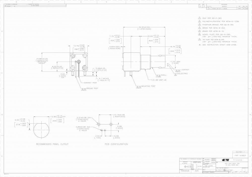 TE Connectivity 5227661-1 controlled drawing