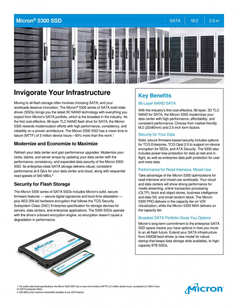 Micron 5300 SSD technical document page 1