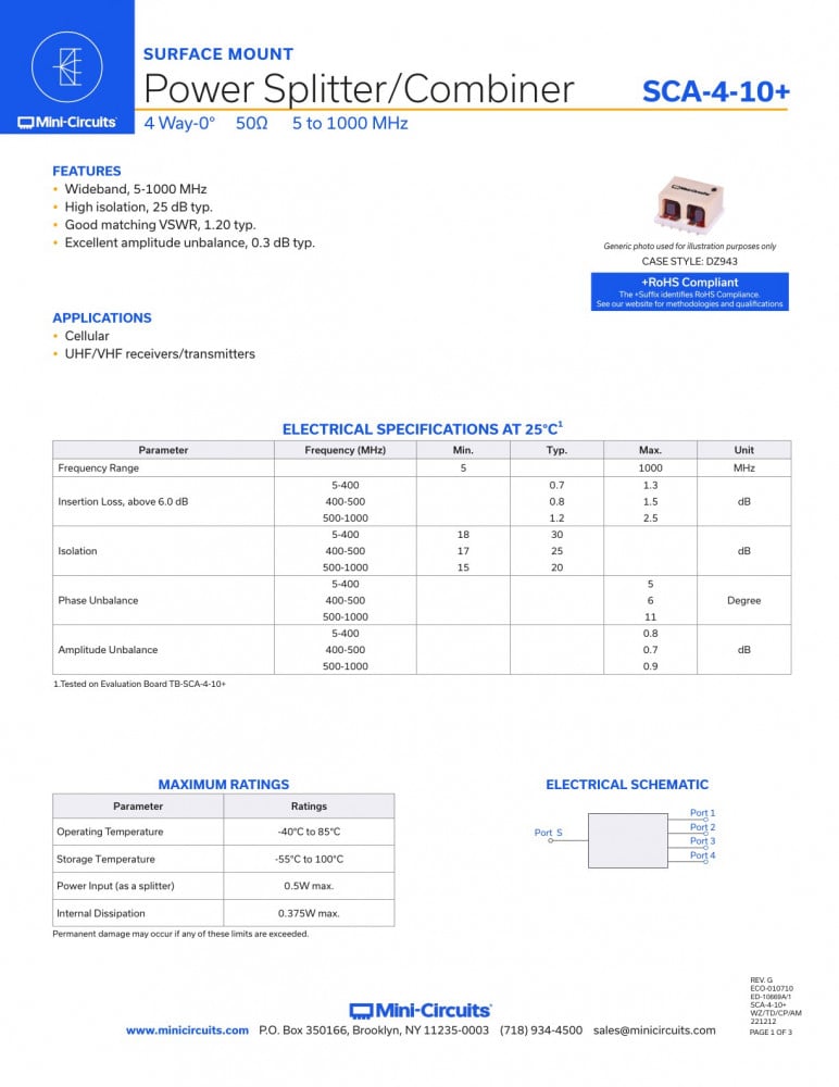 SCA-4-10+ datasheet page 1