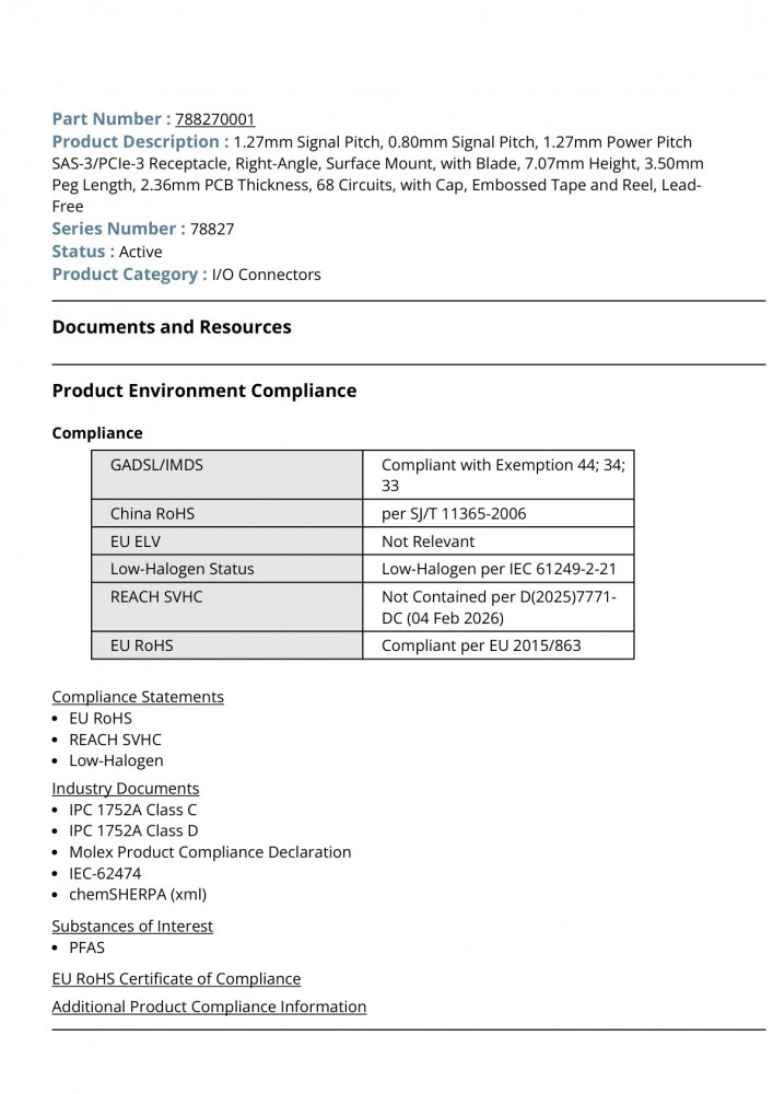 MOLEX 788270001 product document image 1