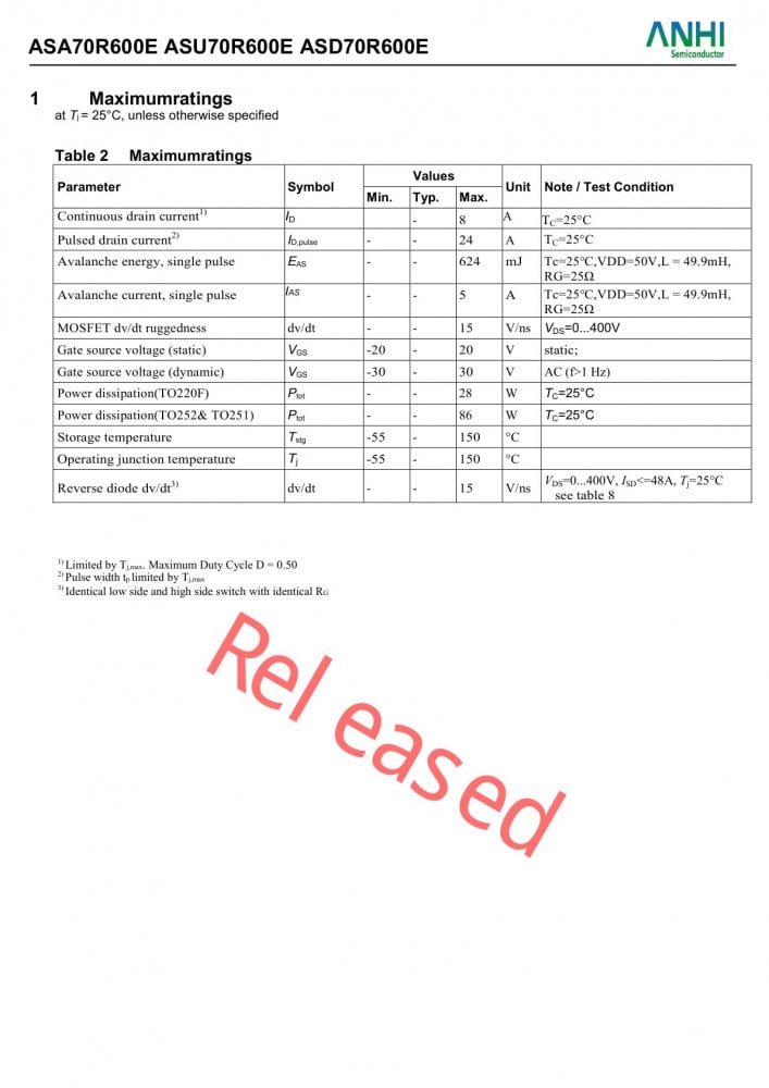 ASD70R600E datasheet page 2