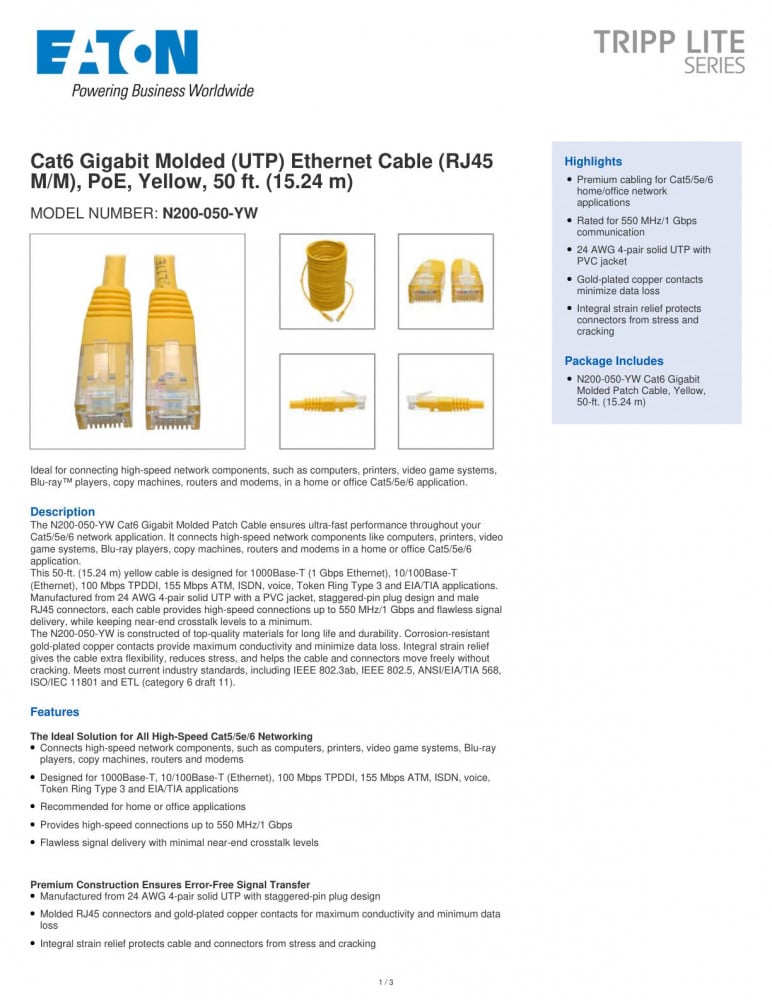 N200-050-YW technical document page 1