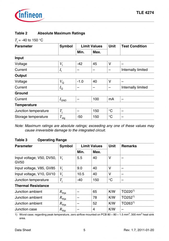 TLE4274 datasheet page 5