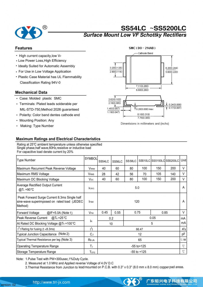 SS54LC datasheet page 1